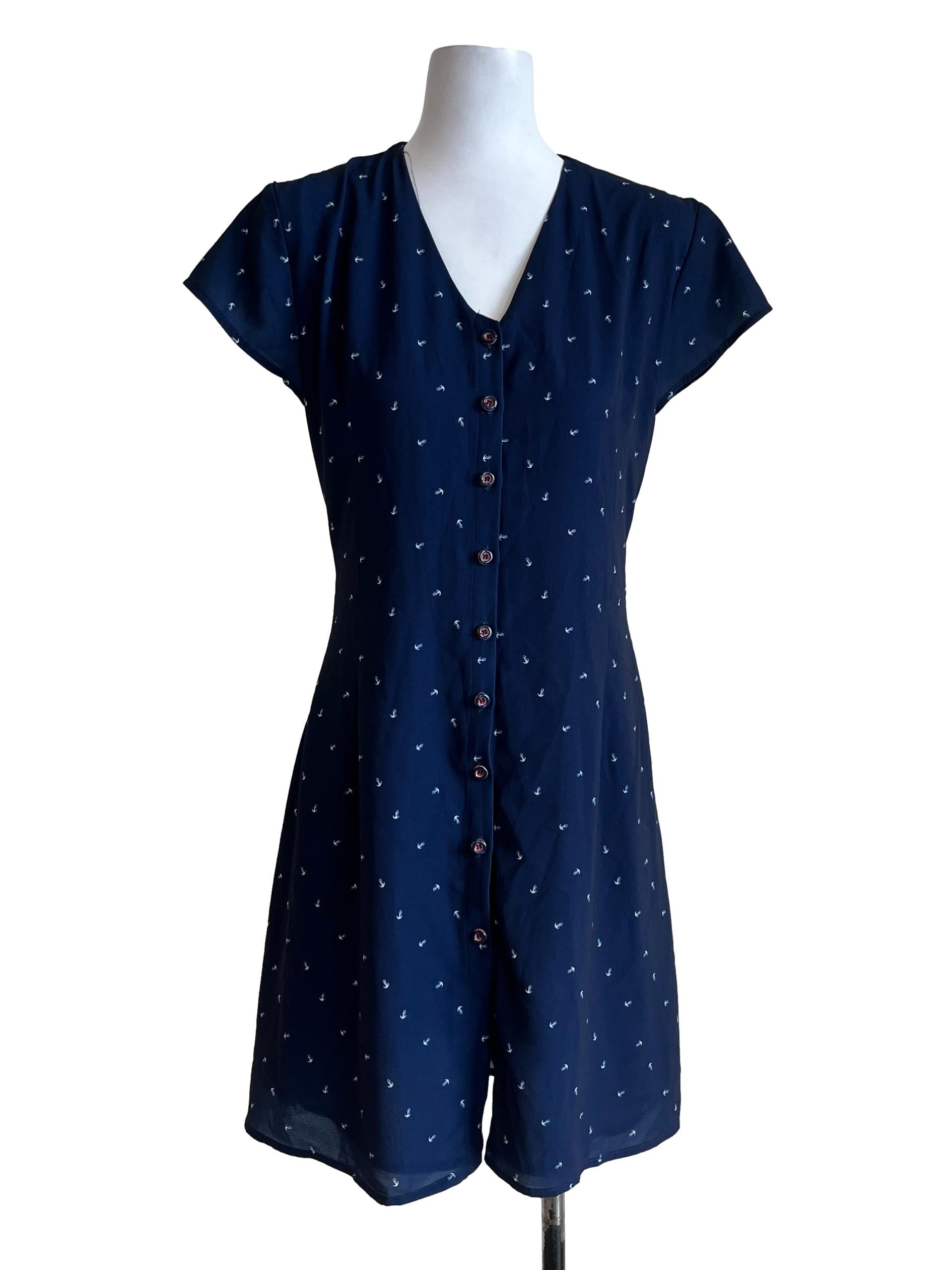 Yacht 21 Dark Blue Pattern Dress | REFASH