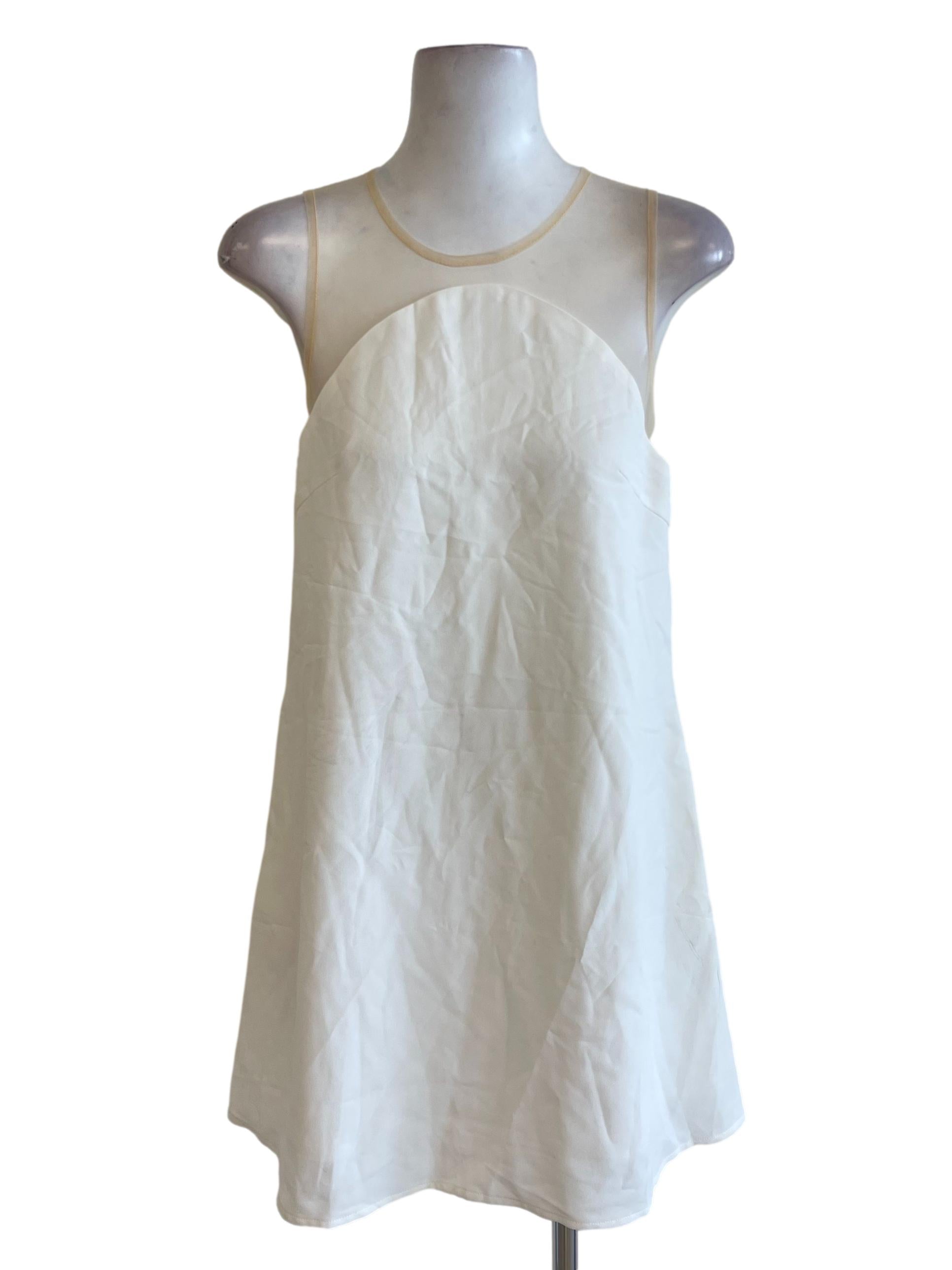 Young Hungry Free White Sheer Mesh Strap Mini Dress | REFASH