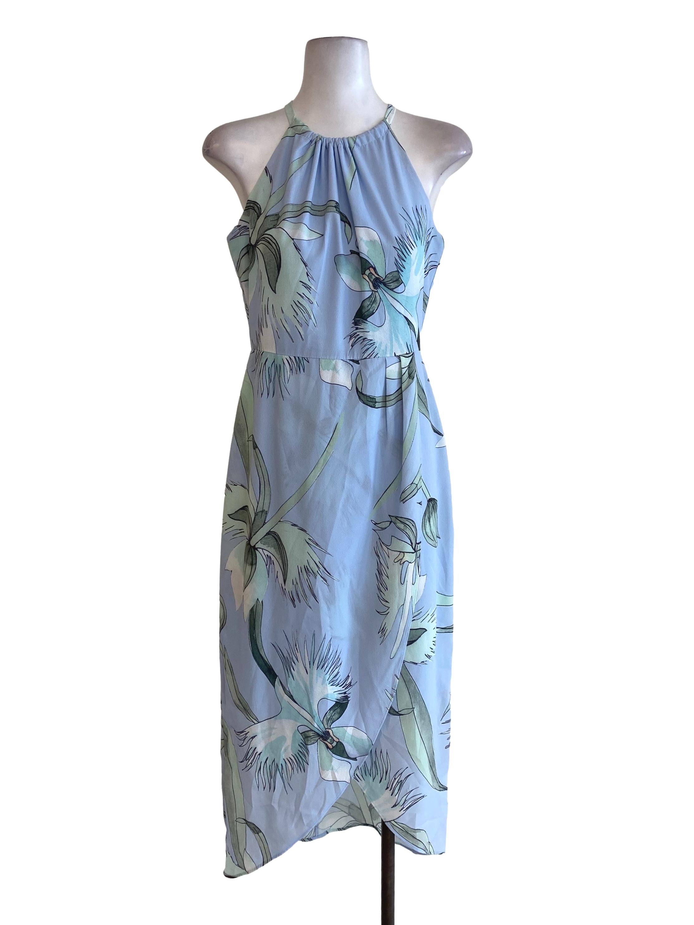 Bysi Blue Floral Wrap Dress | REFASH