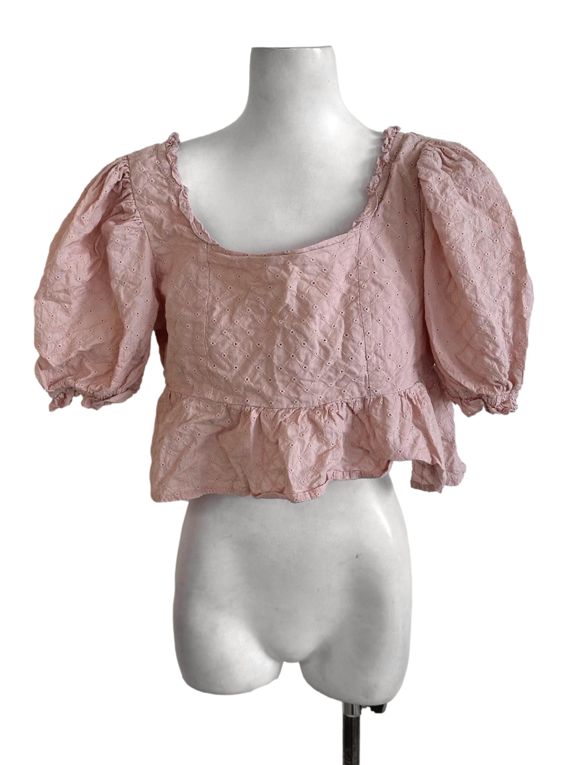 Fash Mob Light Pink Textured Peplum Top | REFASH