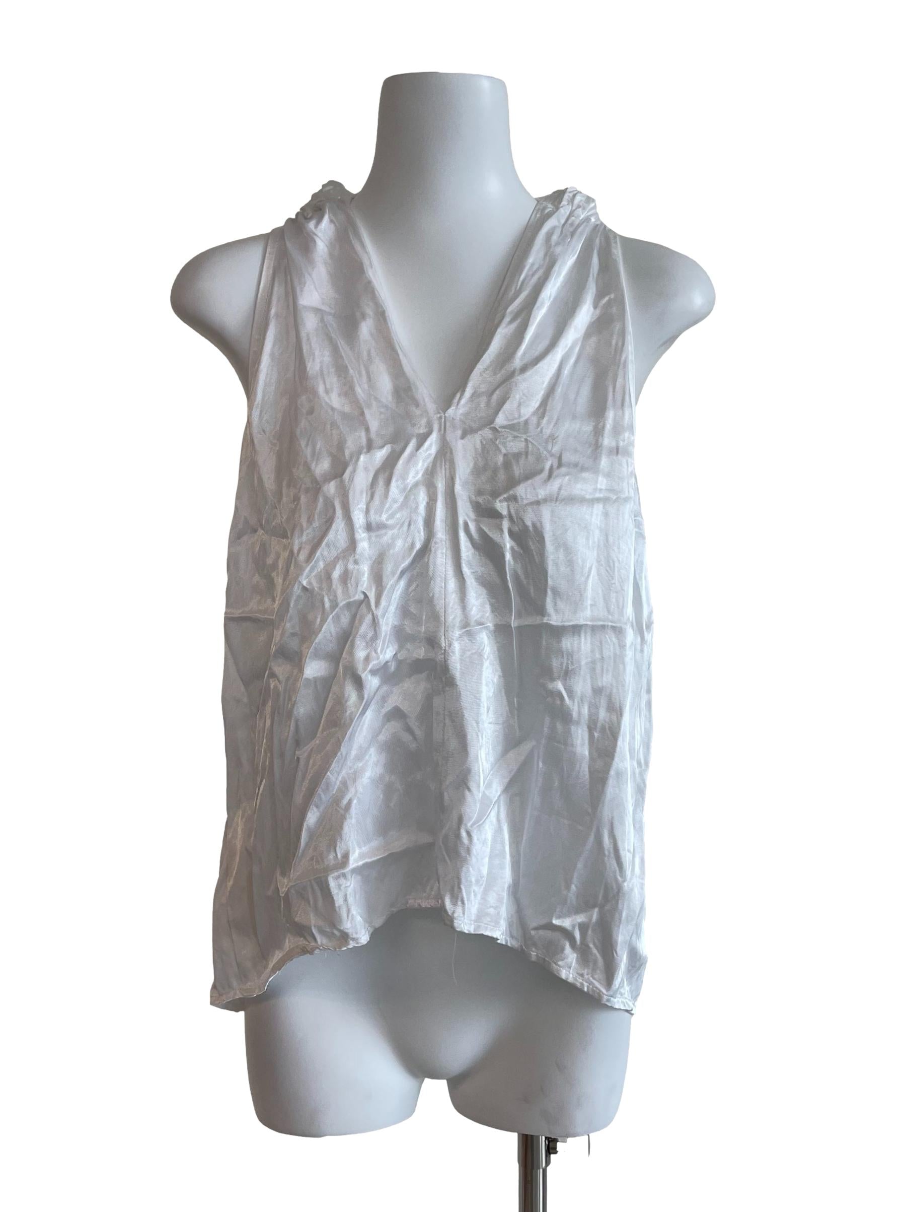 Saturday Club Pearl White Satin Top | REFASH