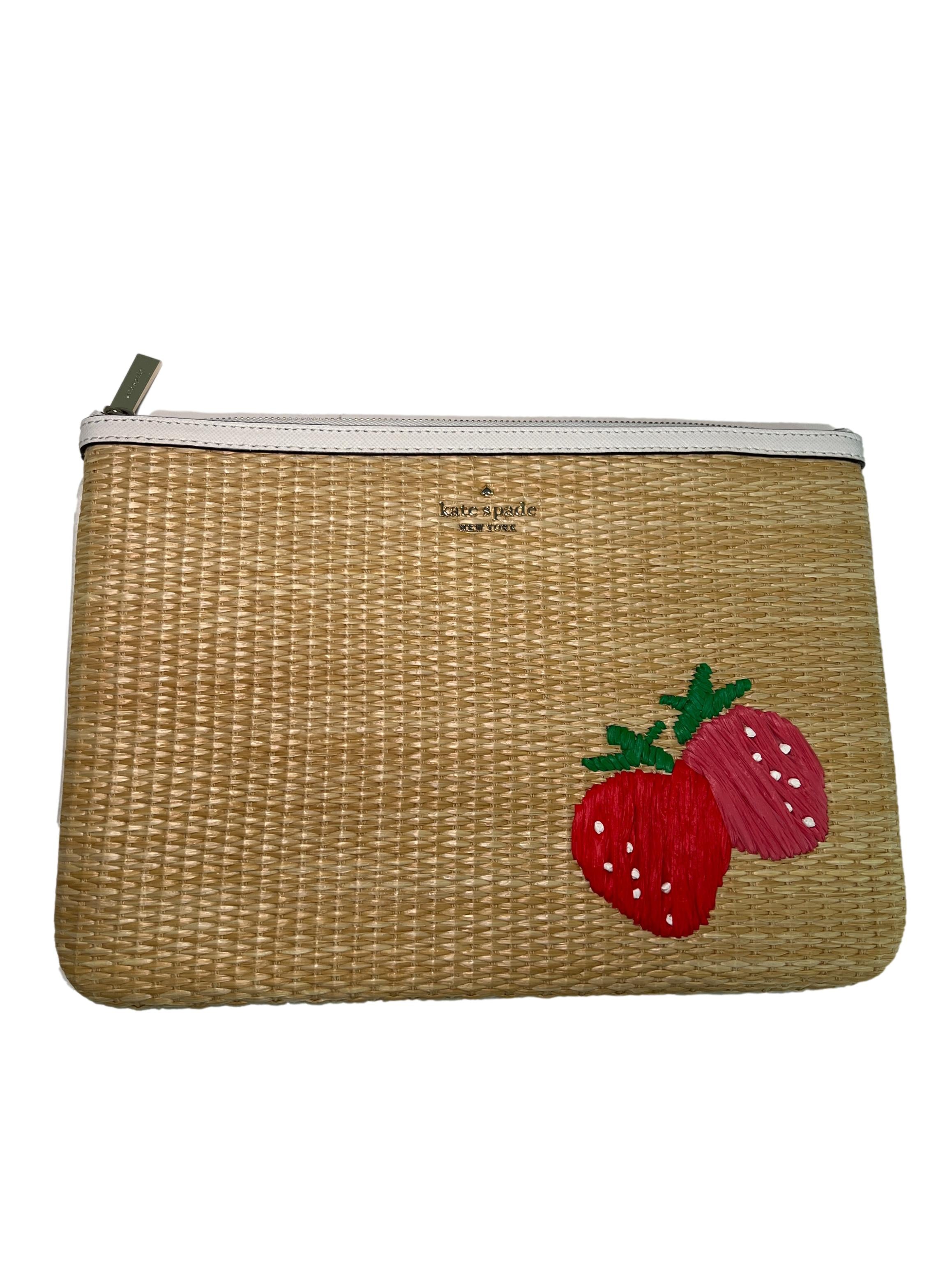 Kate Spade Beige Rattan Strawberry Clutch | REFASH