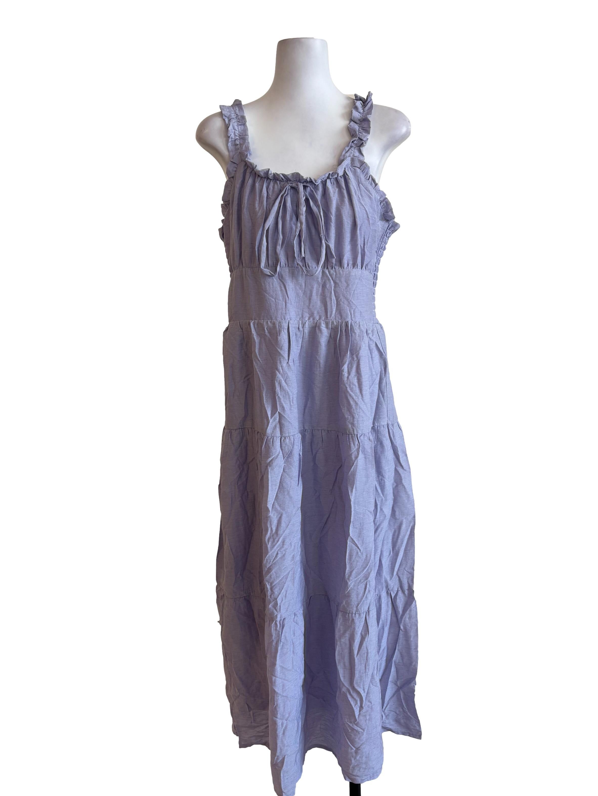 Lavender Tiered Sundress With Ruffled Straps | REFASH