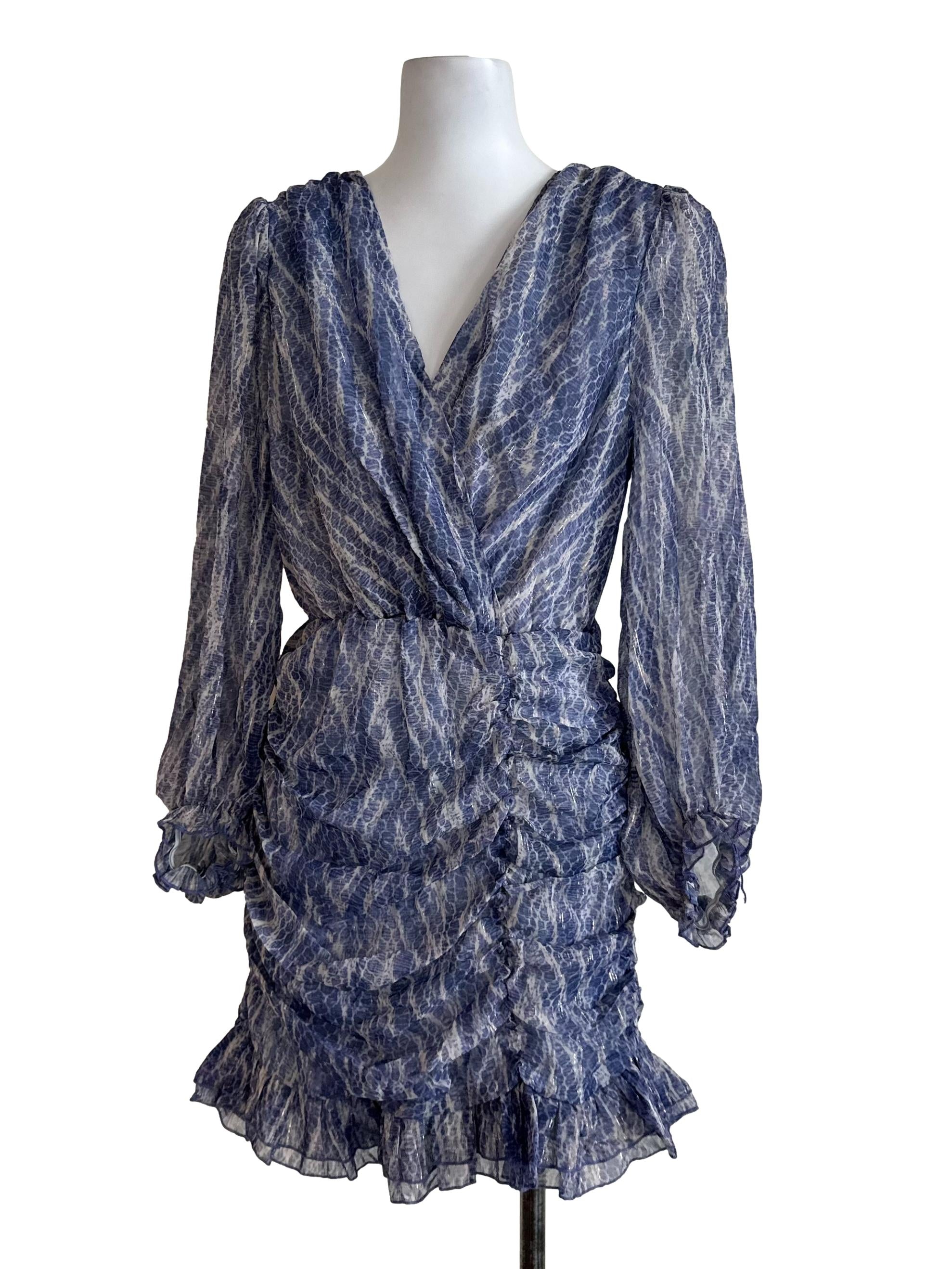 Indefer Violet Blue Pattern Dress | REFASH