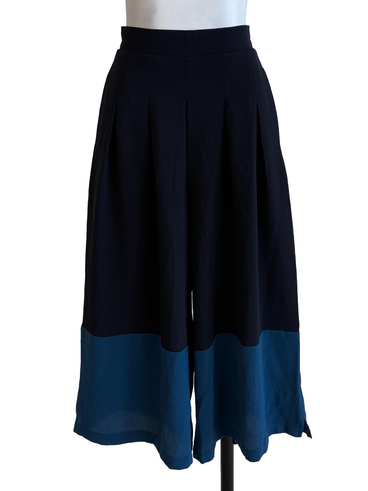Klarra Studio Navy Blue Box Pleated Culottes | REFASH