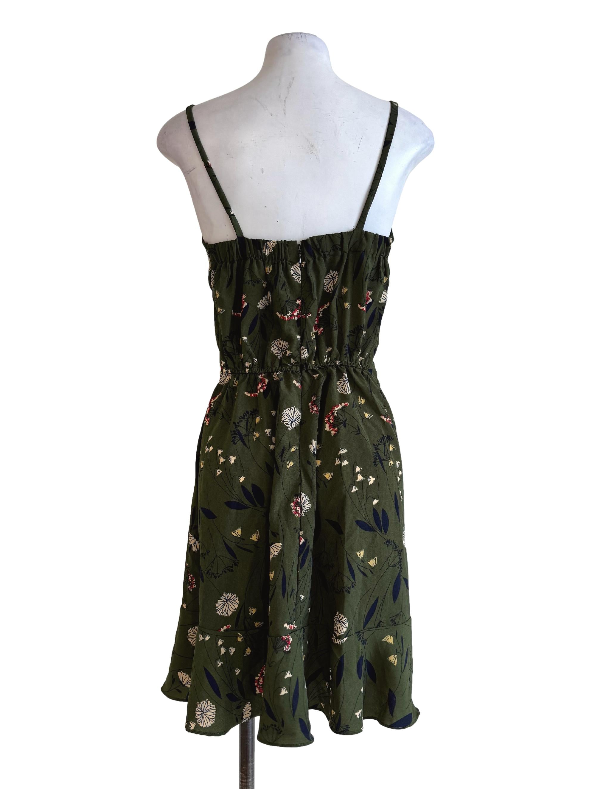 Forest Green With Multicolor Prints Dress | REFASH