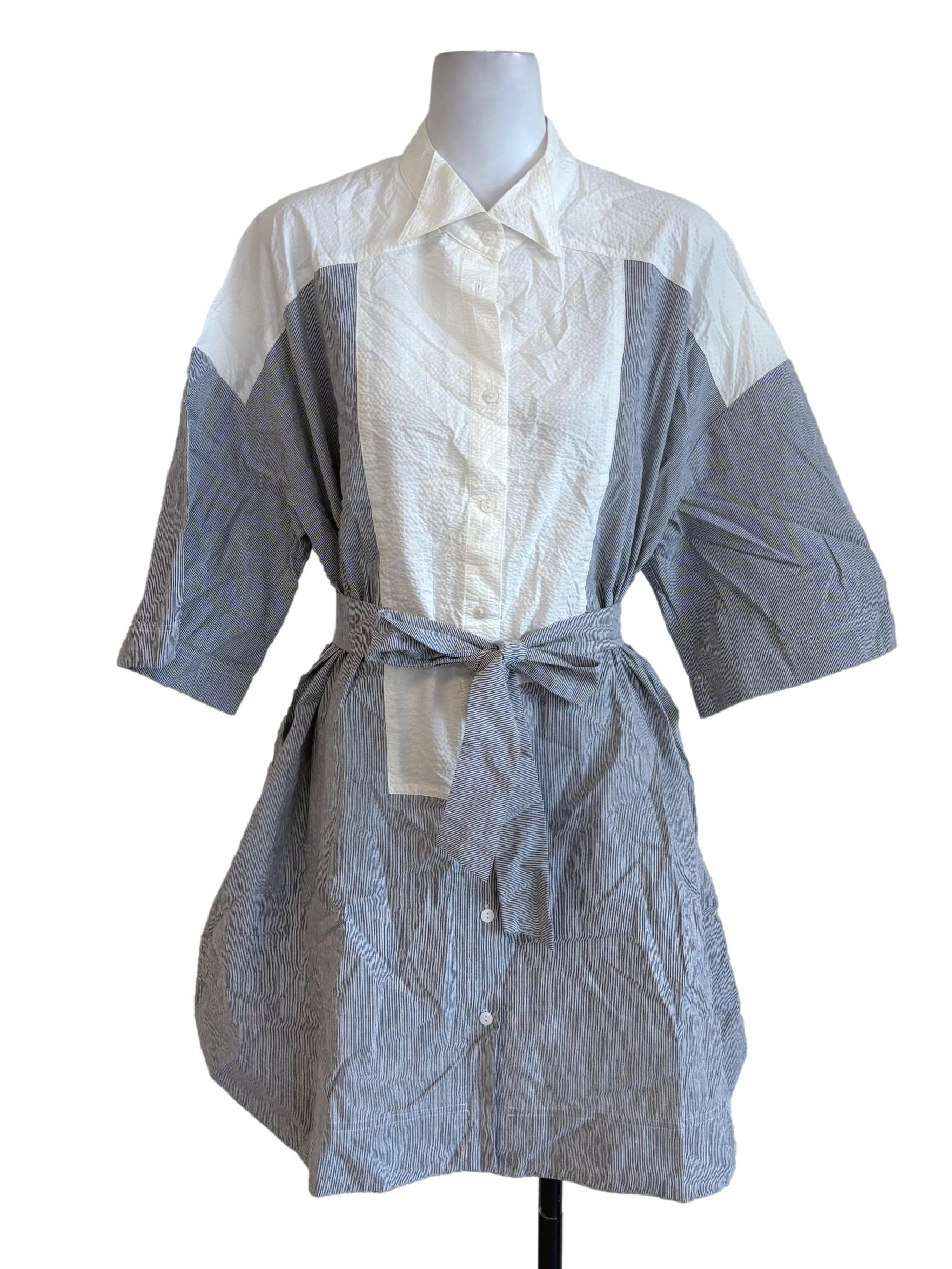 Saturday Club Black Hairline Stripe Shirt Dress | REFASH