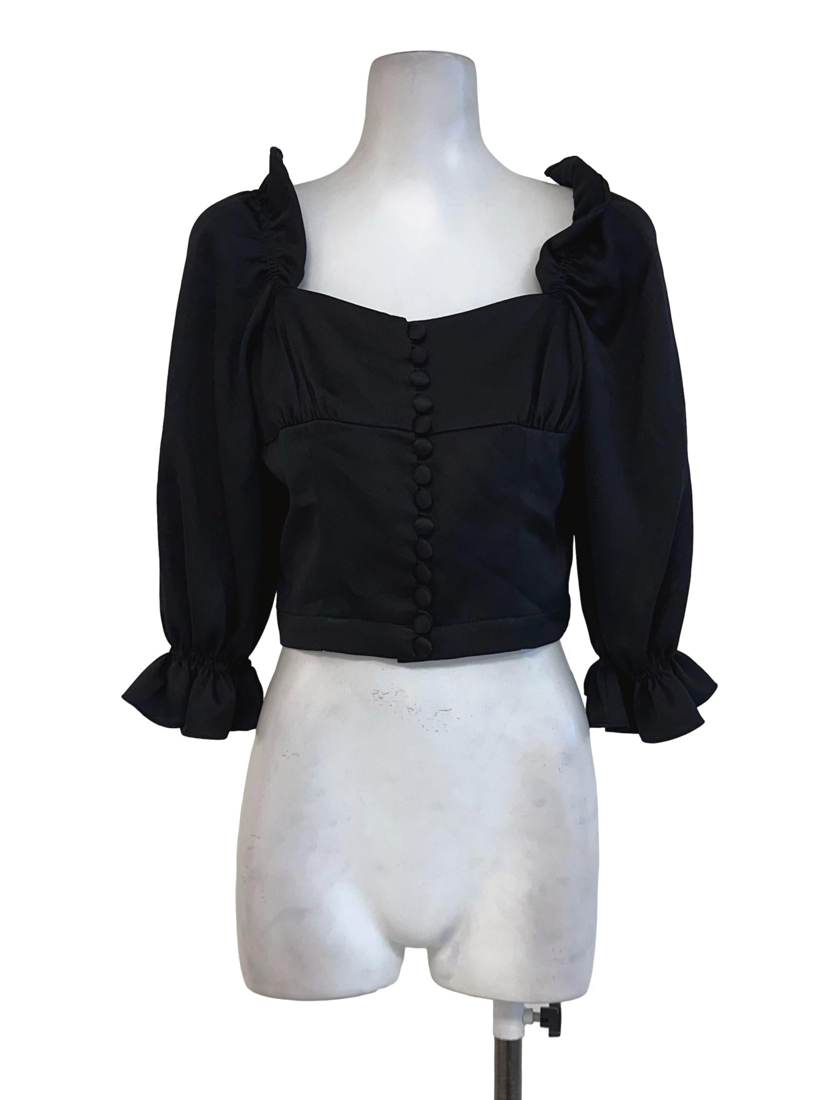 Black Plain Crop Top | REFASH