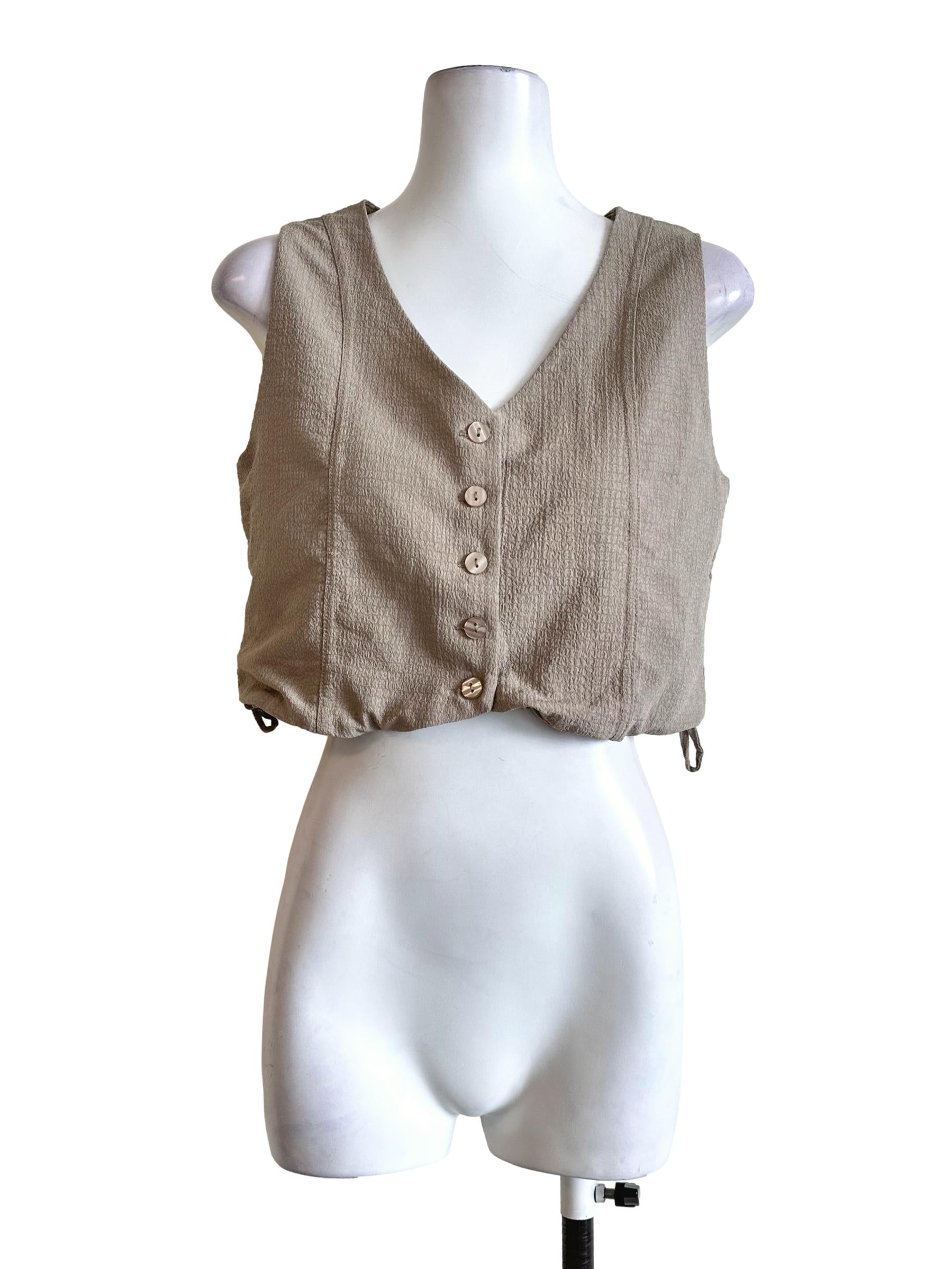 The Paper Bunny Hazelnut Beige Texture Top | REFASH