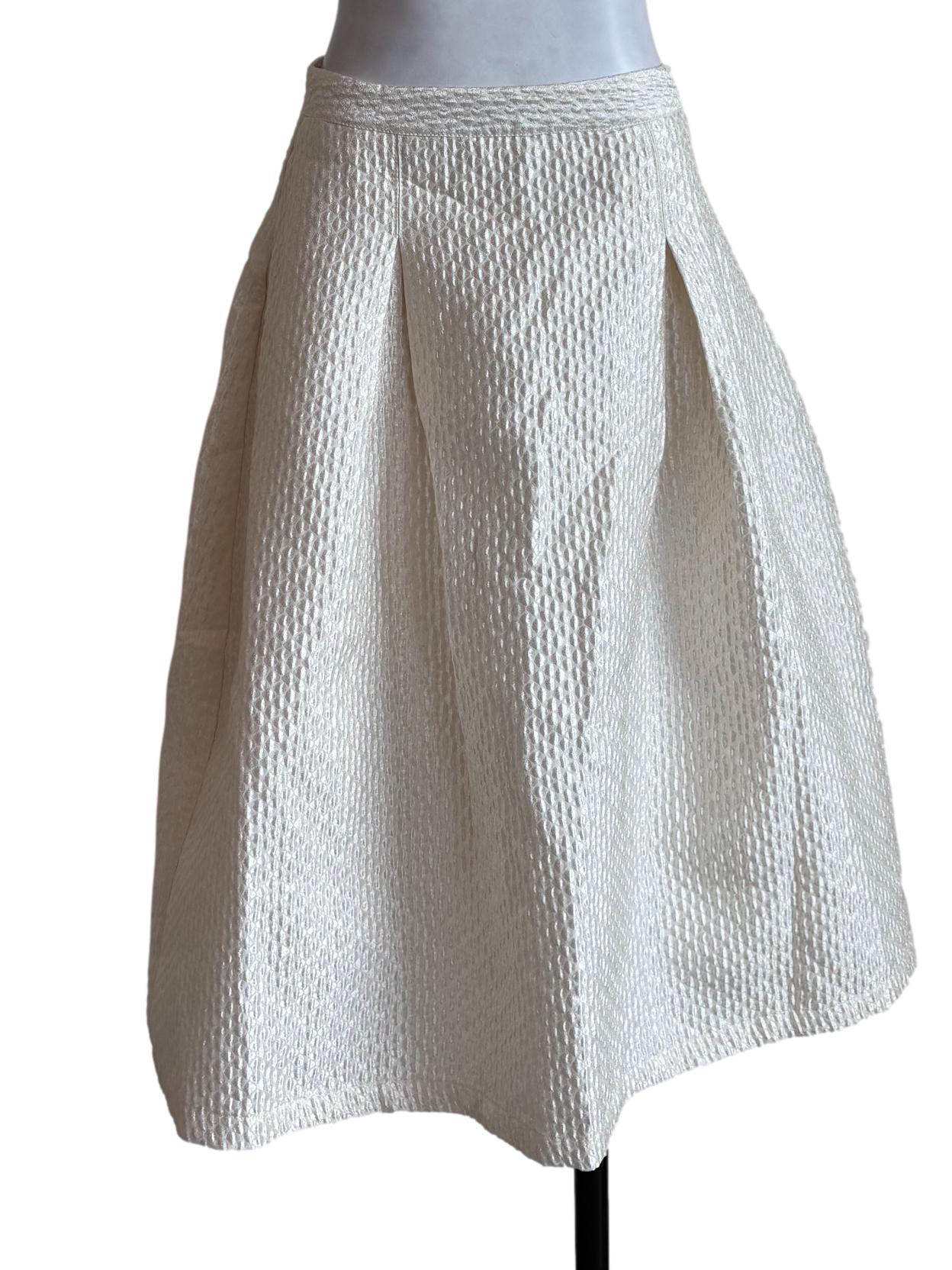 MDS Cream Texture Box Pleated Skirt | REFASH