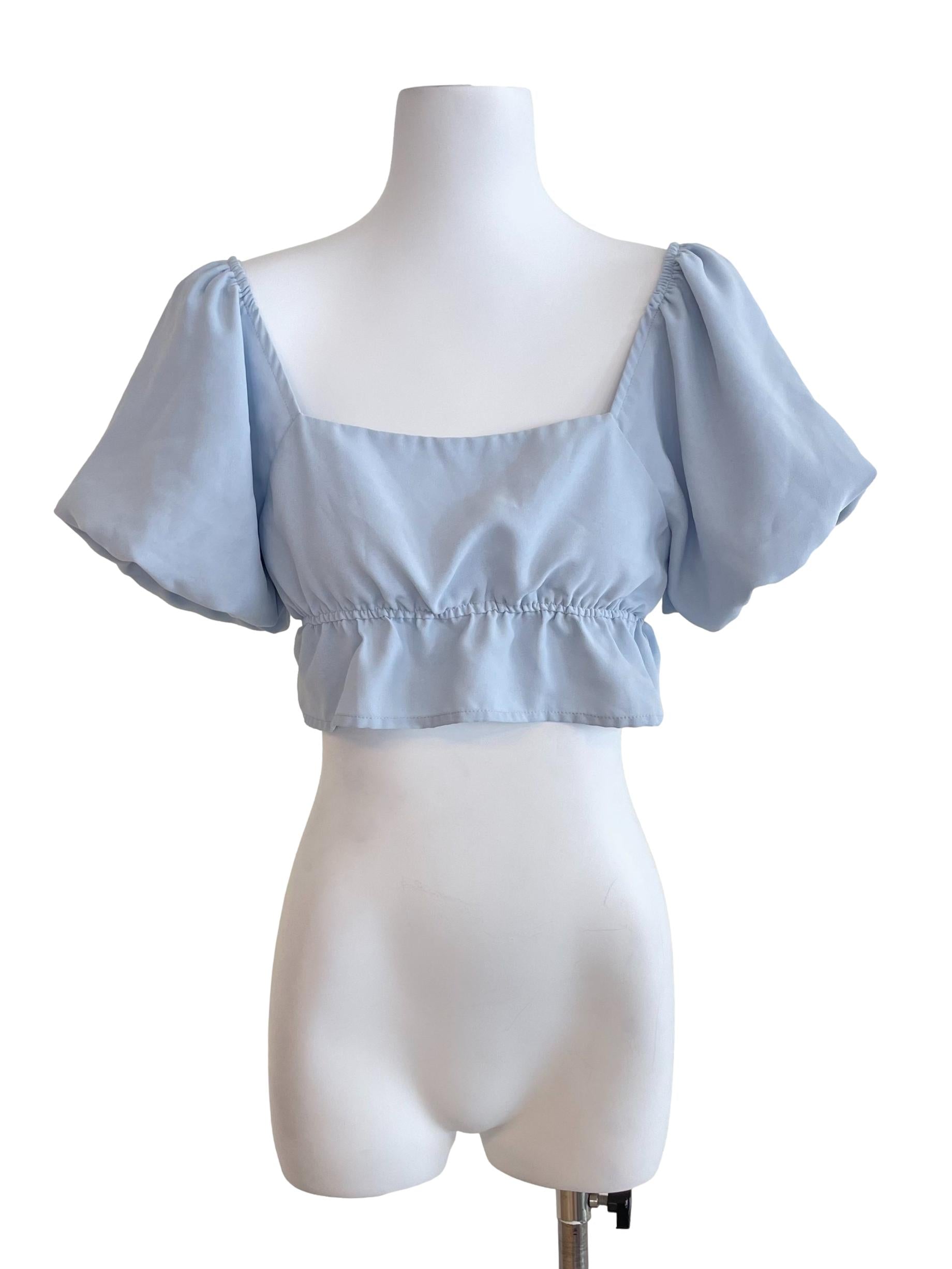 Shopsassydream Baby Blue Bubble Tube Top | REFASH