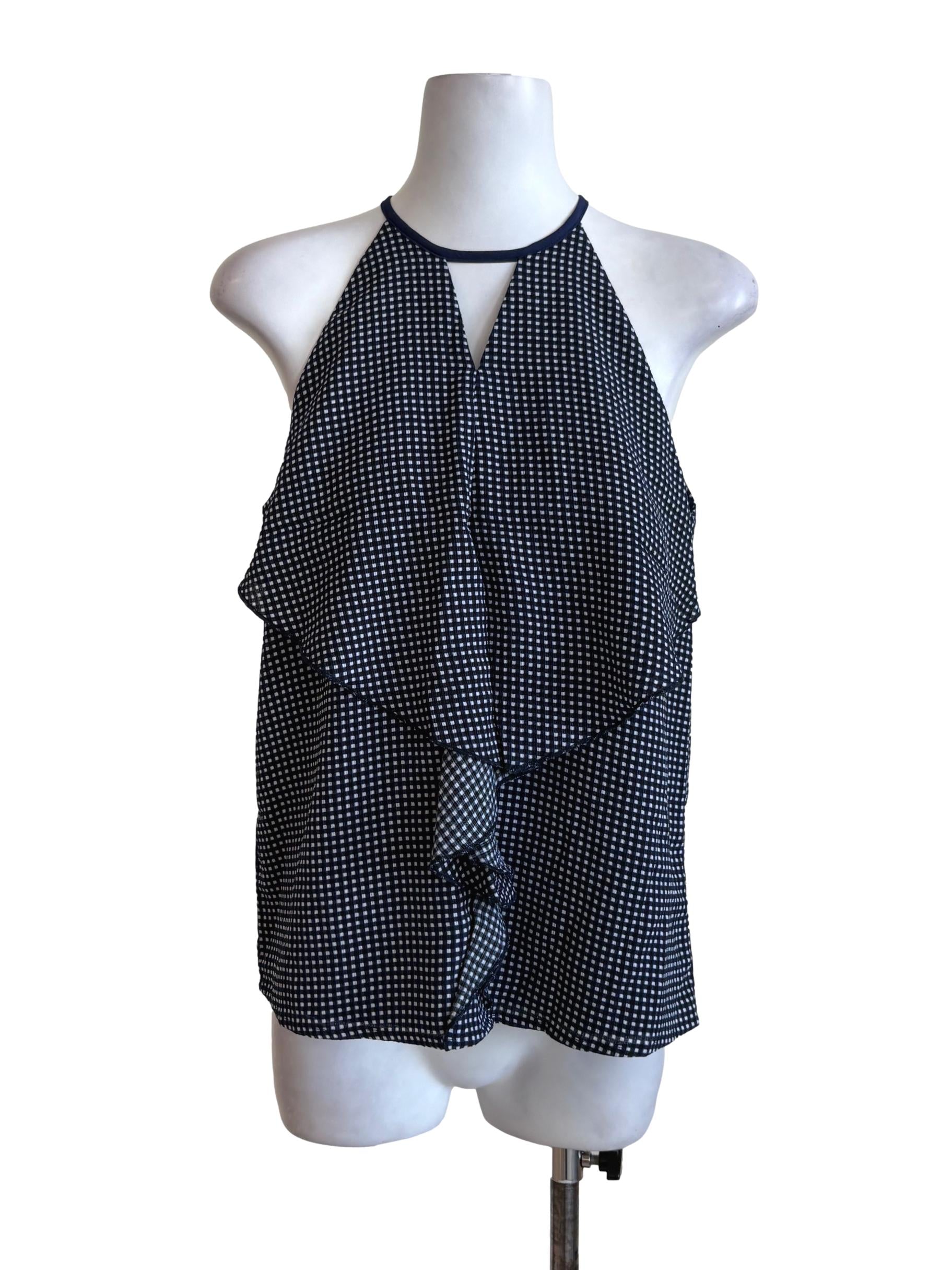 MDS Blue Gingham Ruffle Top | REFASH