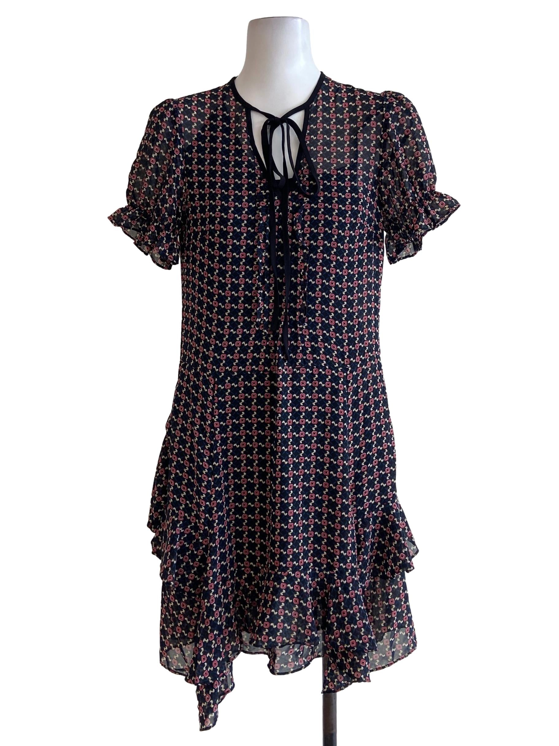 Saturday Club Black Asymmetric Ruffled Slip Dress | REFASH