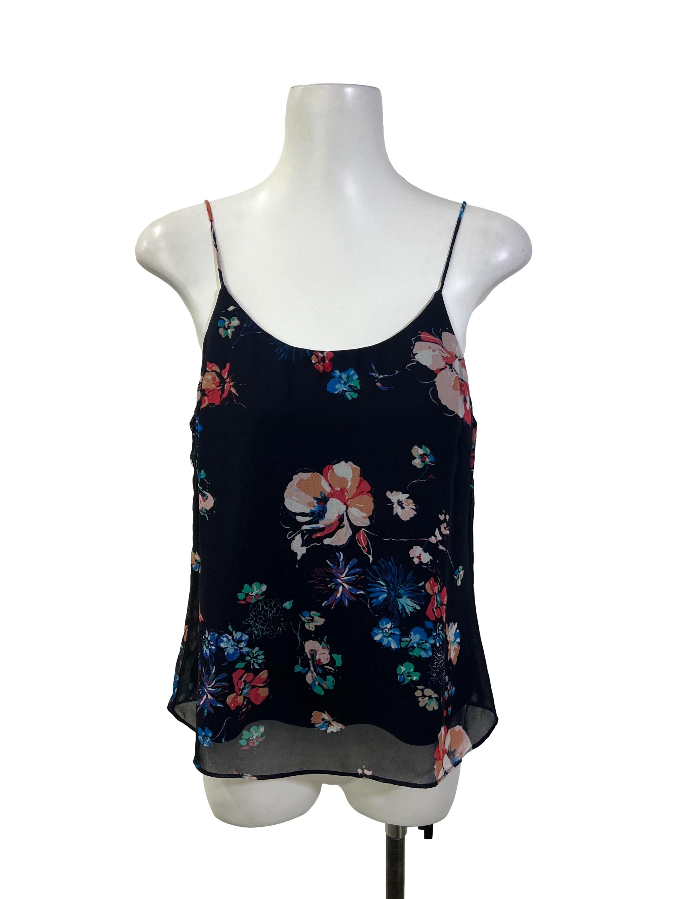 The Closet Lover Navy Blue Floral Tank Top | REFASH