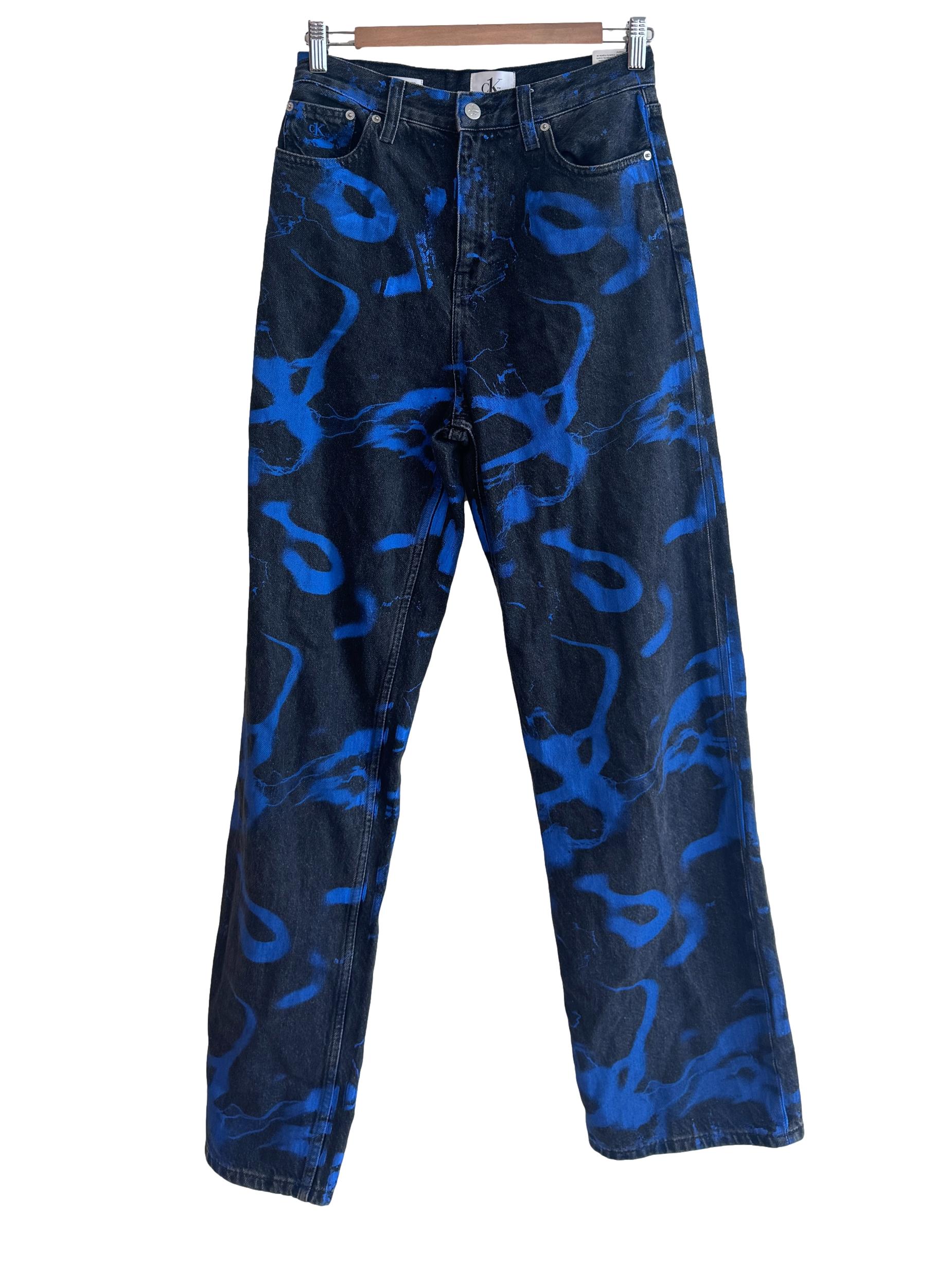 Calvin Klein Black Washed Patterned Jeans | REFASH