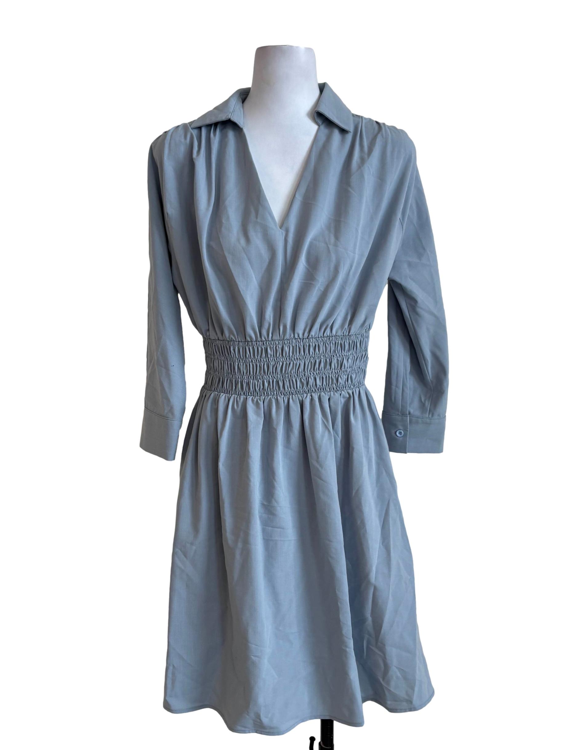 Zalora Stone Blue Smock Shirt Dress | REFASH