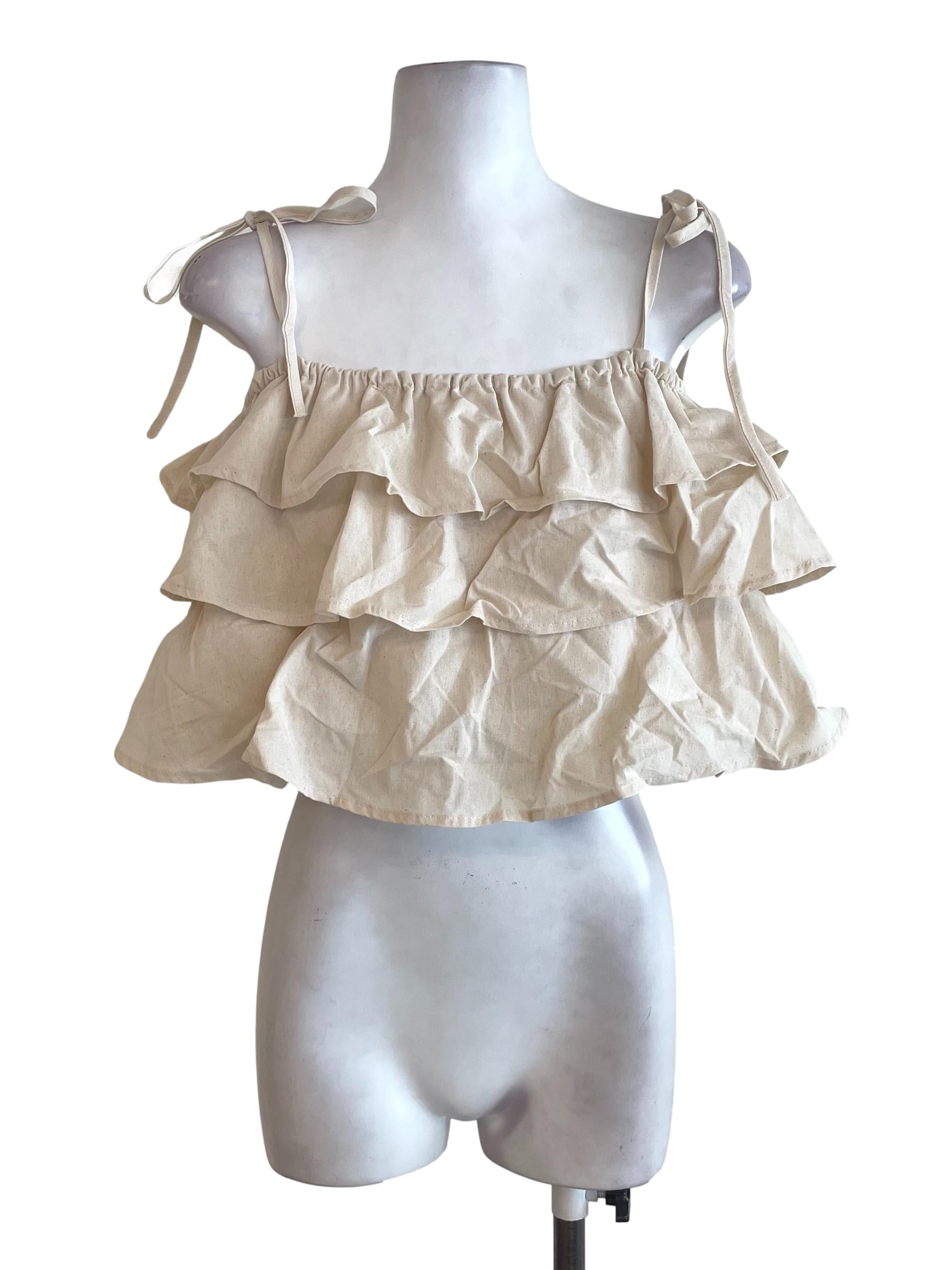 Linen White Layered Mini Top | REFASH