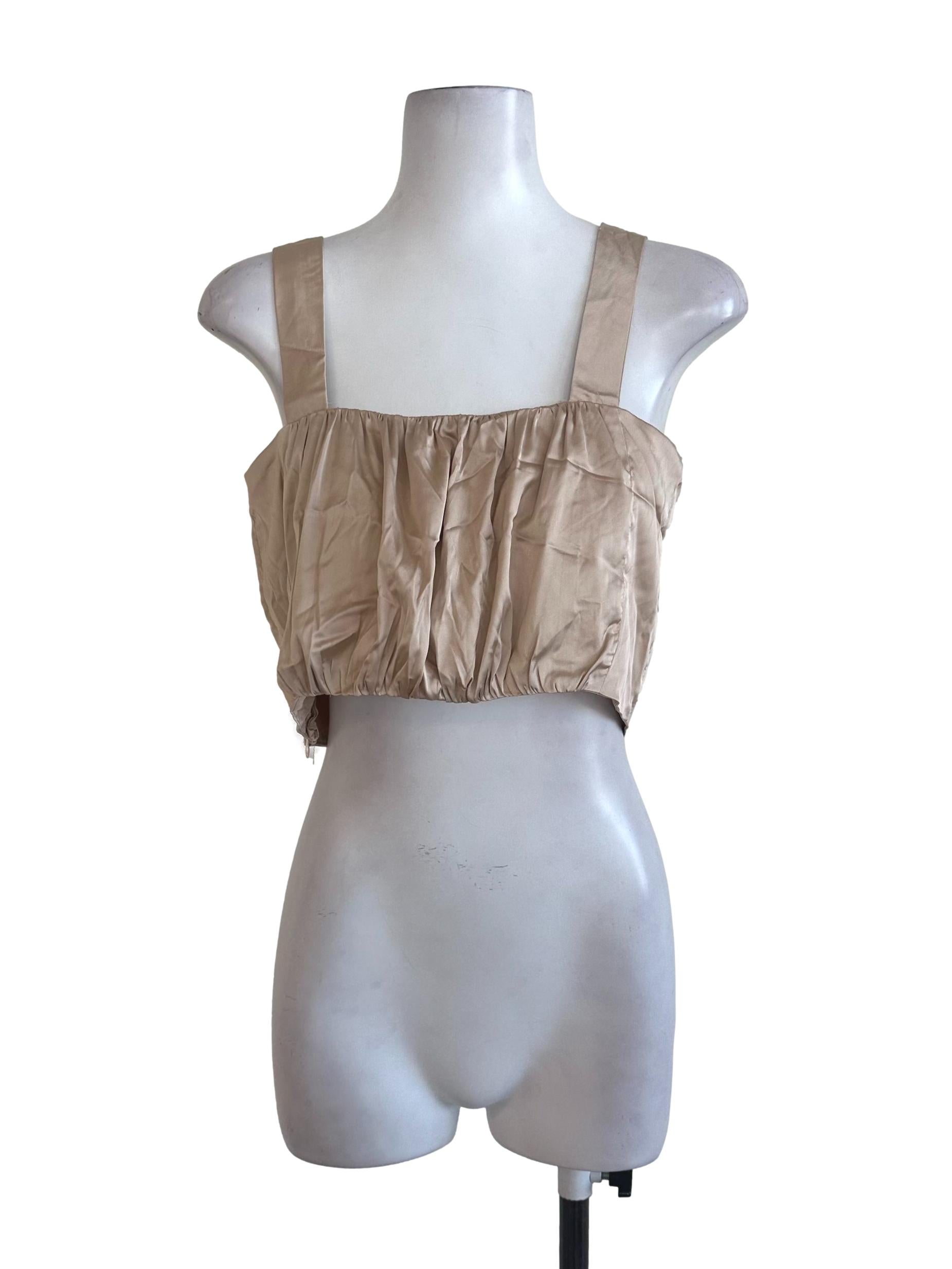 Topazette Sand Brown Satin Plain Top | REFASH