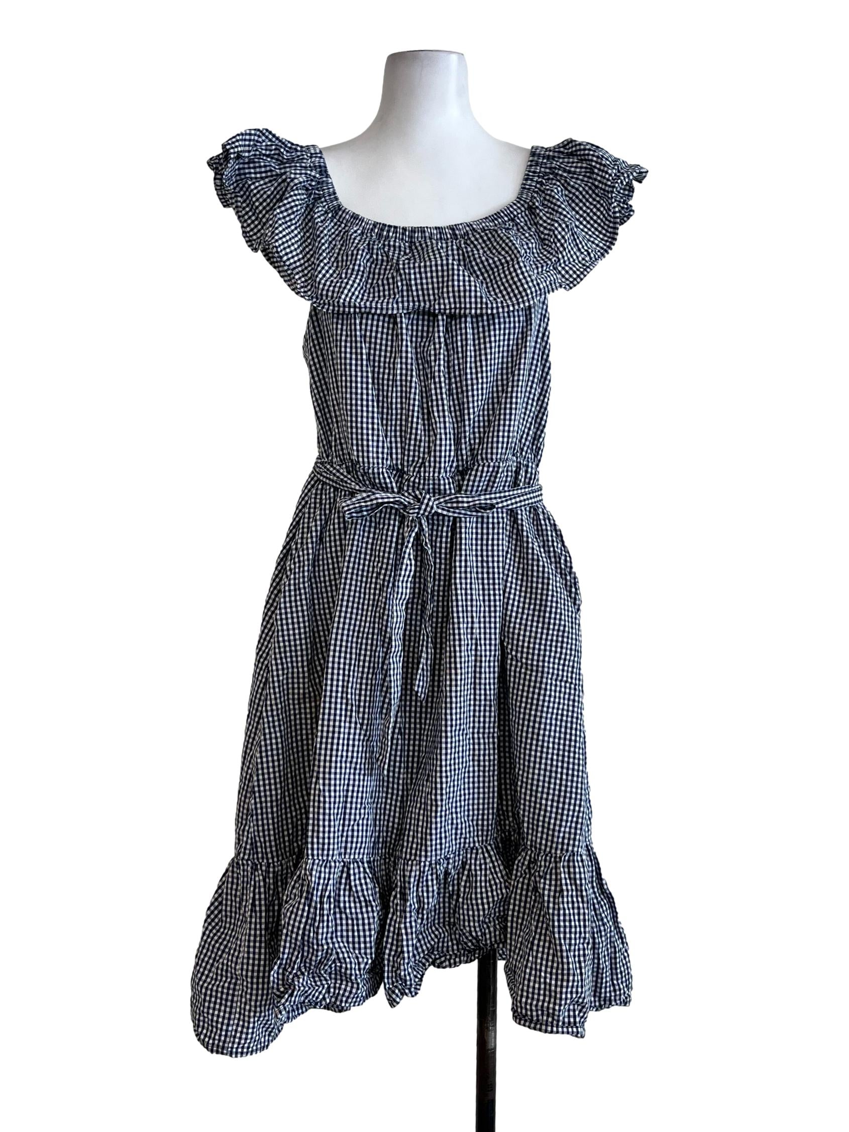 Arcade Women Blue Gingham Pattern Dress | REFASH