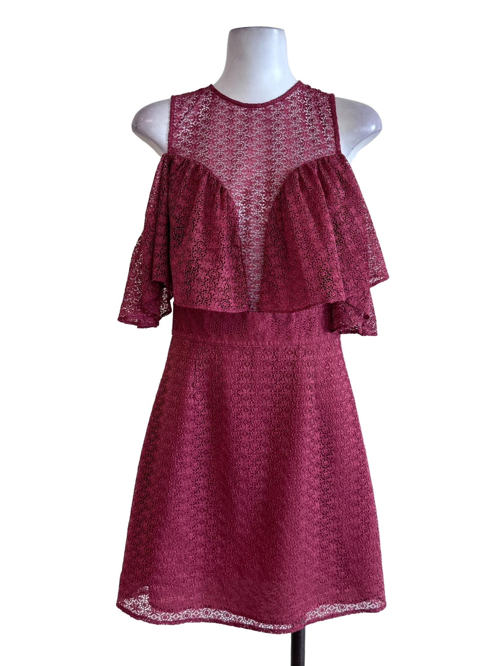 Blood Red Floral Lace Dress | REFASH