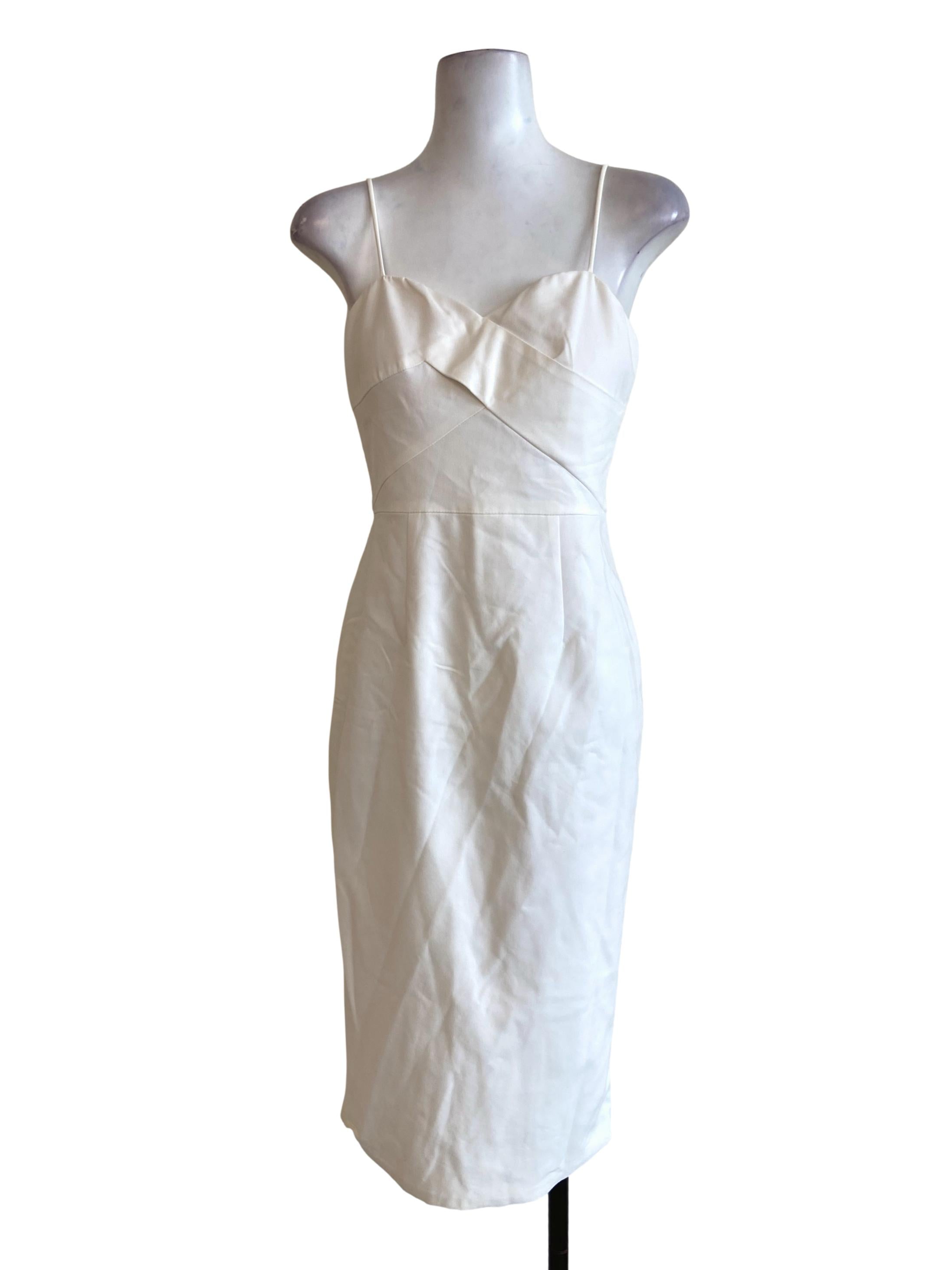 Love Bonito White Spaghetti Strap Slit Sheath Dress | REFASH
