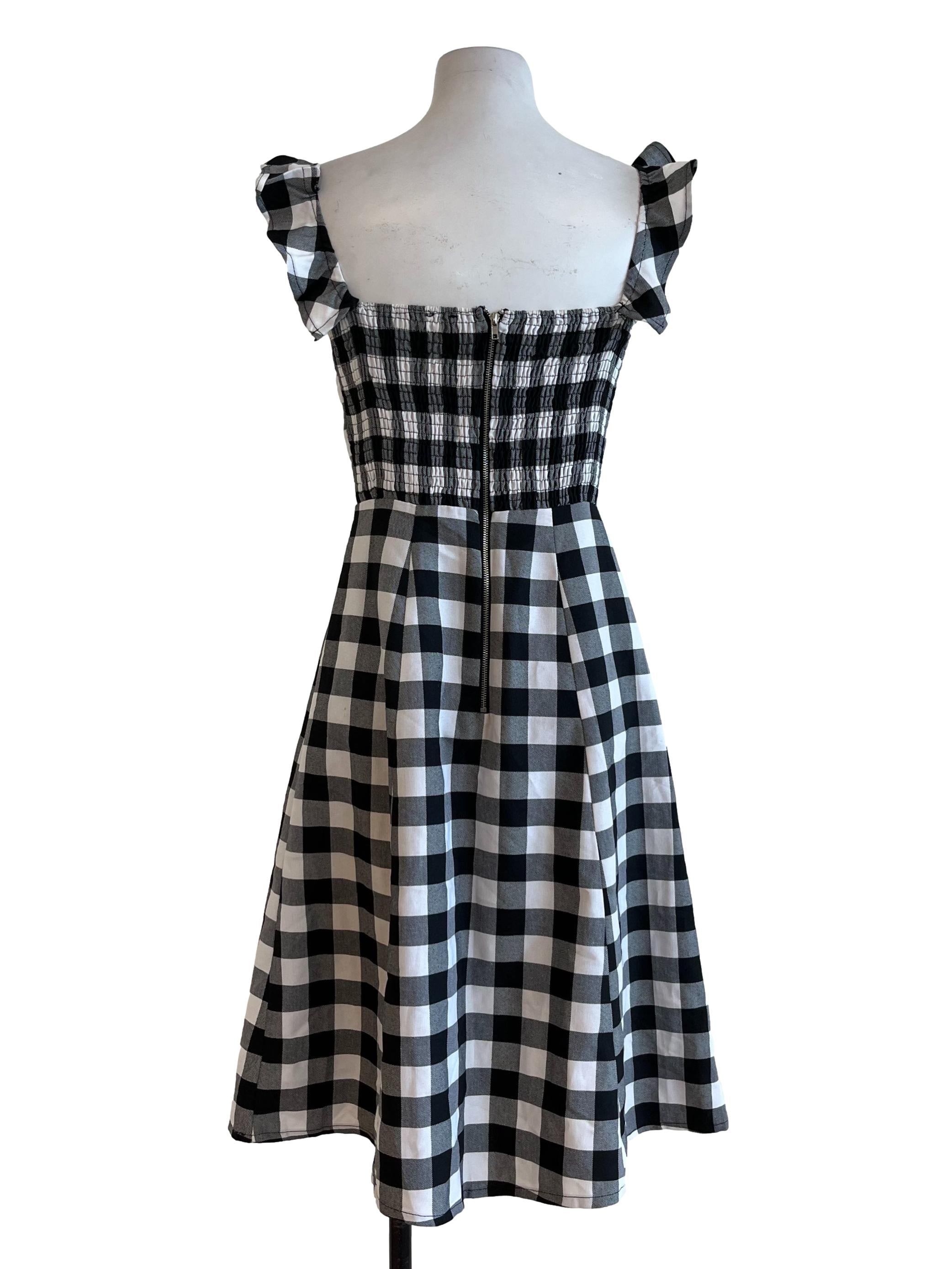 MDS Black Gingham Pattern Dress | REFASH
